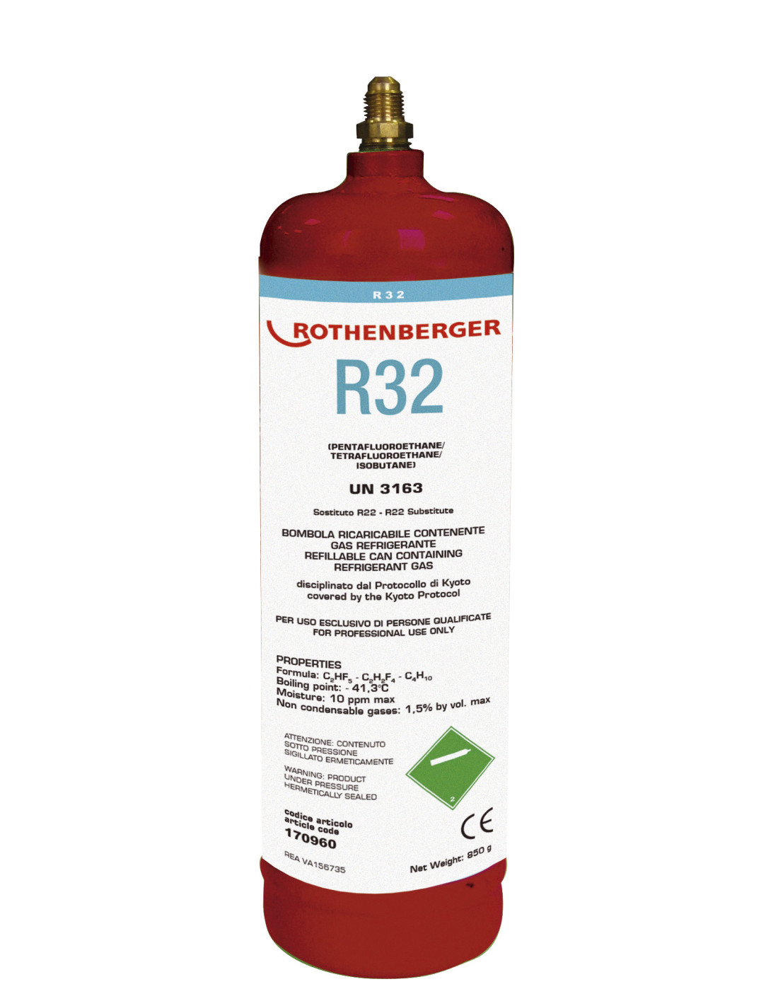 Botella de gas refrigerante R32 2 litros (Pack de 6)